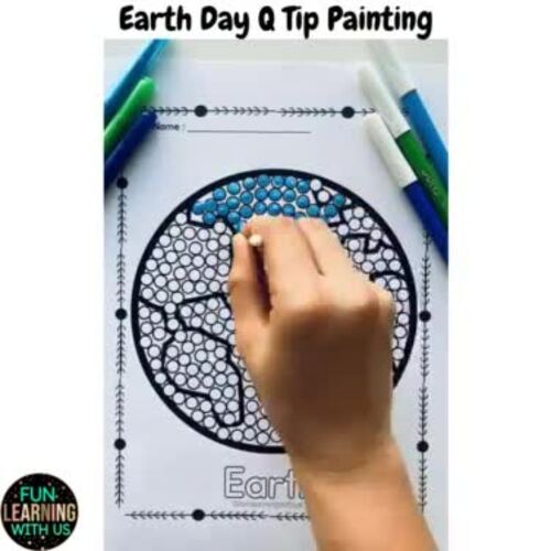 Earth Day Fine Motor Skill Q-Tip Painting by Fun Learning With Us
