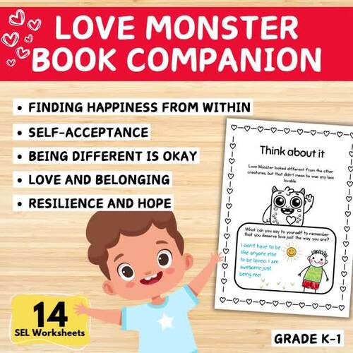 Love Monster Book Companion | 14 SEL Self-Reflection Worksheets for ...