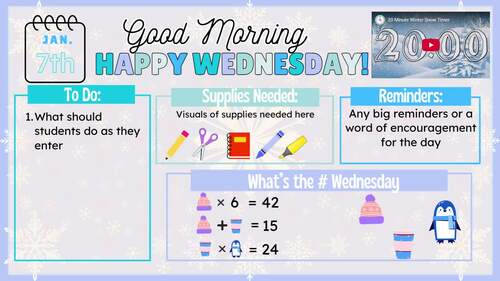 January Morning Slides | Daily Routine | Editable | Morning Meeting