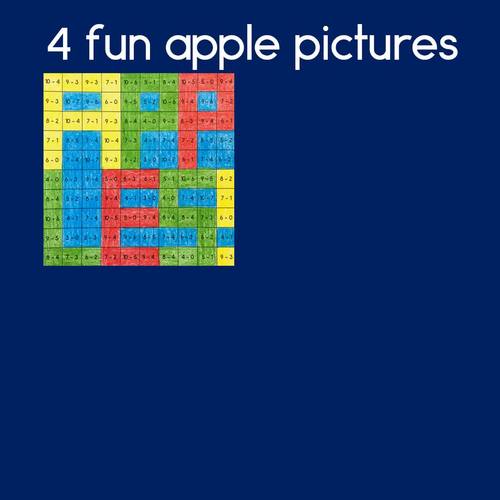 Apple Addition and Subtraction Within 10 Mystery Pictures No Prep