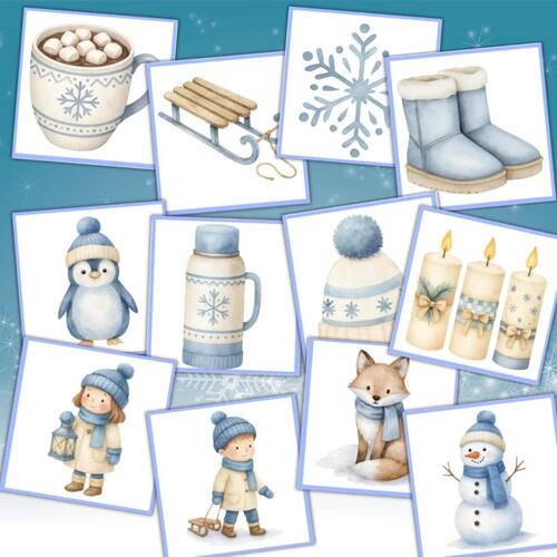 Winter Memory Matching Game, Kids Matching Game, Nature Matching Cards
