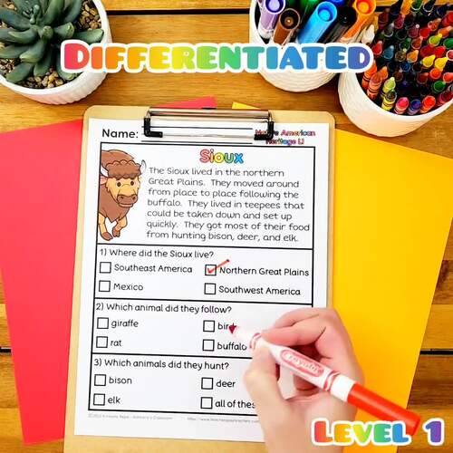 Native American Tribes Reading Comprehension Worksheets for Social Studies