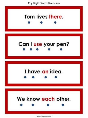 Sight Word Reading Fluency Practice Sentences Activities Fry Ist 100, T-166