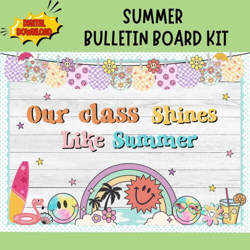Summer Bulletin Board Sunshine Classroom Decor April Door decor retro ...