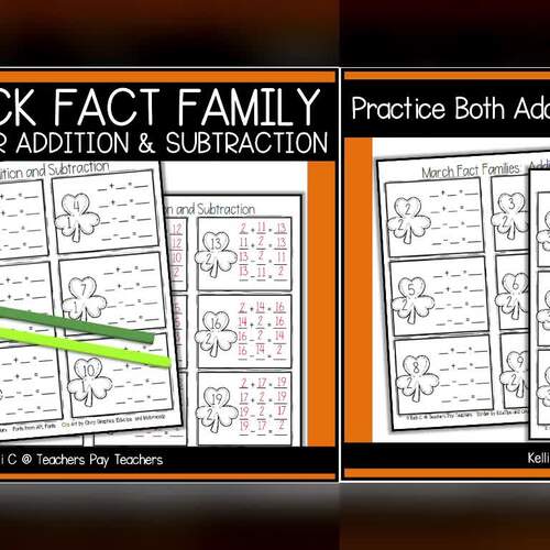 Addition and Subtraction Within 20 Fact Families For St Patricks Day Math