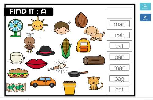 CVC Short A Digital Activity - Find It Mat by the small but mighty teacher