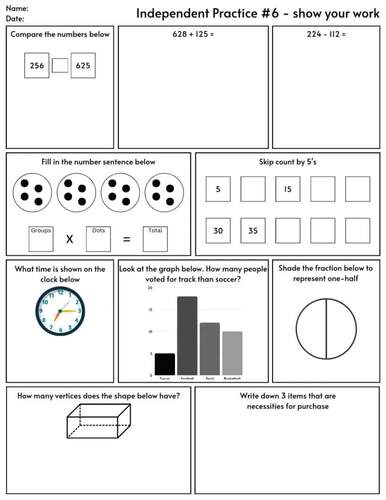 3rd Grade Spiral Review 6-10 by Tiffany Almon | TPT