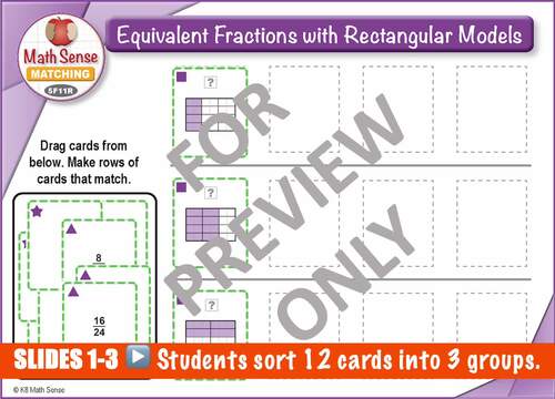Equivalent Fractions with Rectangular Models: 15 PPT / Google Slides 5F11-R