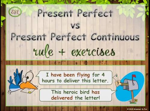 ESL Present Perfect vs Present Perfect Continuous - PowerPoint rule ...