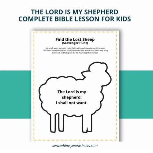The Lord Is My Shepherd Bible Lesson | Psalm 23 Activity Pack for Kids ...