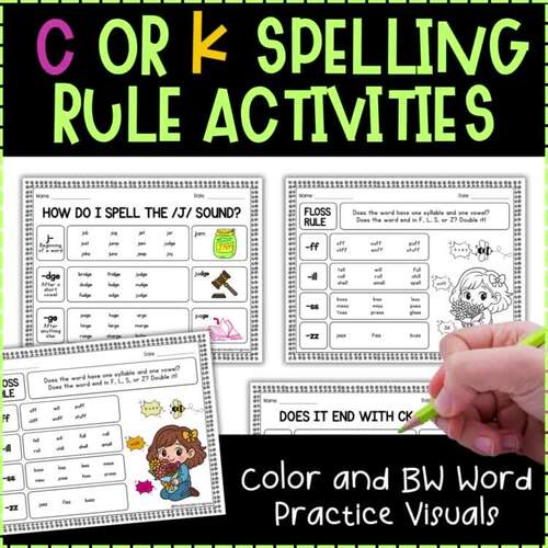 C or K Spelling Rules Activities Worksheets Color and BW | Word ...