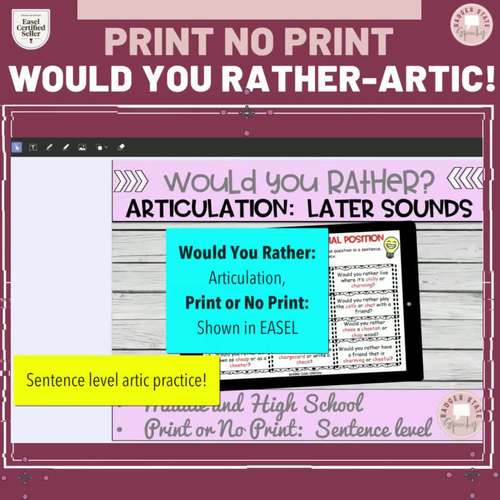 Would You Rather Articulation Speech Therapy Middle School print no print
