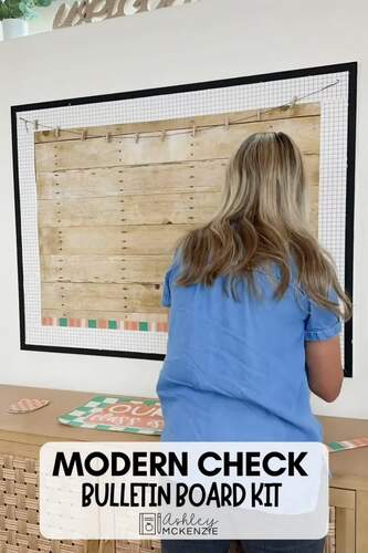 Modern Check Bulletin Board, Posters, A-Z Letters, and Door Decor Kits ...