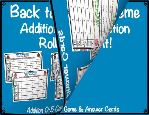Back to School Addition & Subtraction Facts 0-10 Roll It! Read It! Game ...