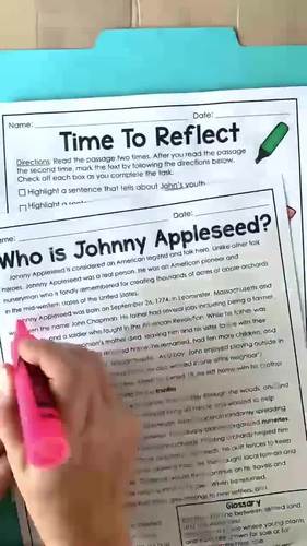 Johnny Appleseed Day September Reading Passages Apple Life Cycle Activities