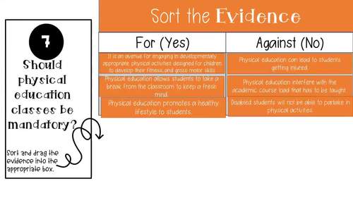 Sort the Evidence Drag and Drop Middle School Argument Writing Activity