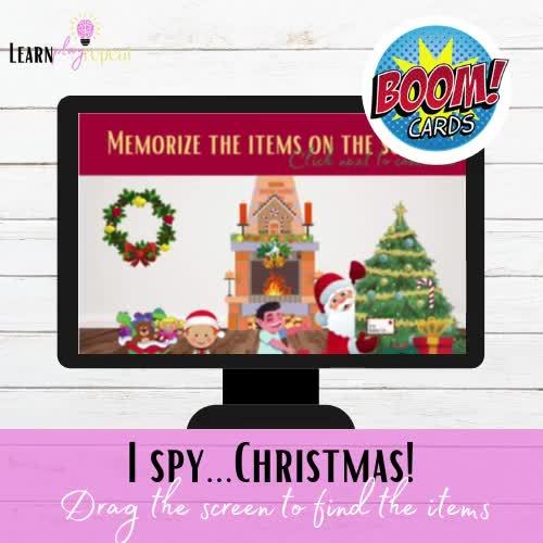 Boom Cards™ I spy...Christmas! Drag the screen to find the hidden items