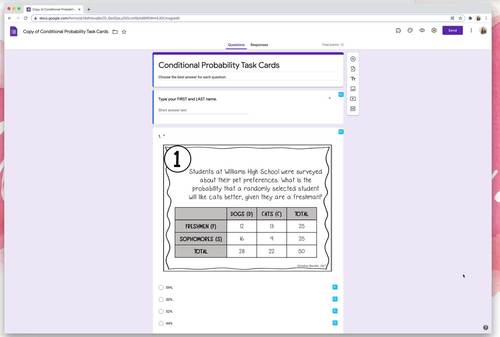 Distance Learning: Conditional Probability Digital Task Cards | TPT
