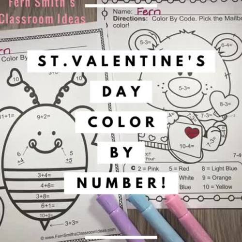 Valentine's Day Color By Number Addition and Subtraction Bundle | TPT