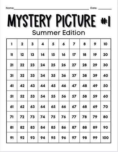 End of the Year / Summer Math Activity - 100 Chart Mystery Pictures