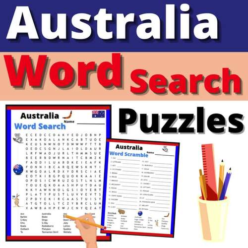 Australia Word Search Puzzles Activity Australian Resource No Prep