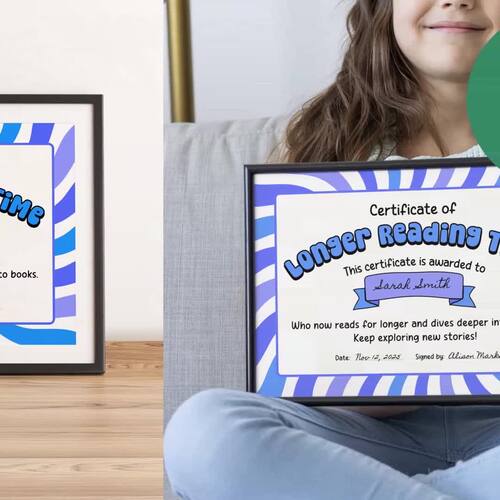 Longer Reading Time Certificate of Achievement | End of Year Awards ...