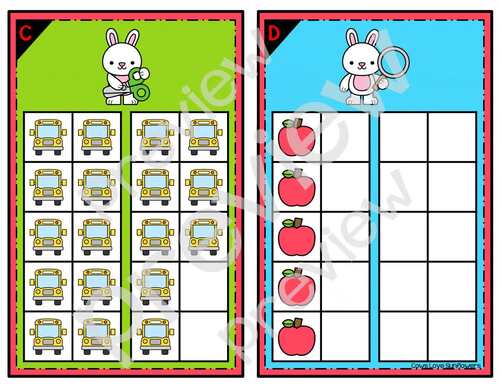 School Bunnies - Double Ten Frames Math Scoot Activity 0 to 20 - Teen ...
