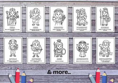 Meet the Olympians: 12 Printable Coloring Pages Featuring the Greek Gods