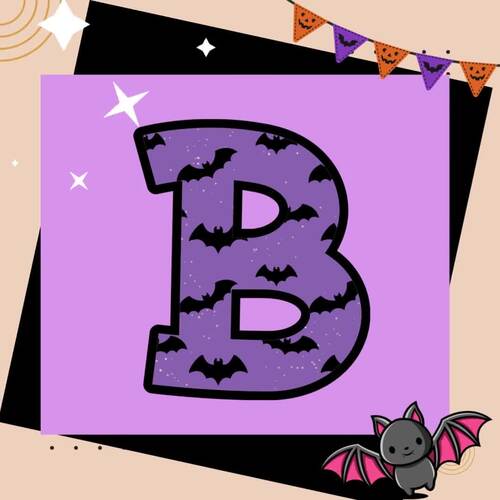 Eerie Evening Bats Bulletin Board Letters for Halloween Classroom Decor