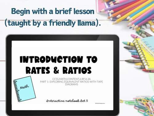 Ratios & Tape Diagrams: Digital Notebook Activities 6th Grade Math