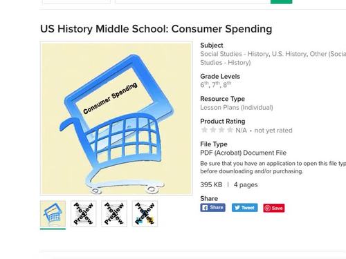 US History Middle School: Consumer Spending by Social Studies Studio