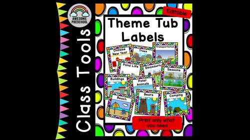 Editable Theme Box Labels | Preschool and Kindergarten Topic Tub ...