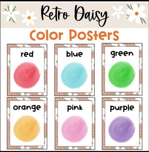 Retro Boho Daisy Themed Calming Color Classroom Decor Bundle | TPT