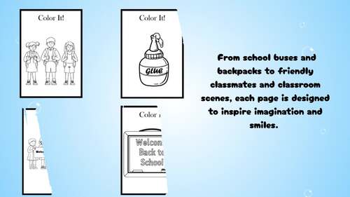 Back to School Coloring Book–First Day of School Color-Back to school ...