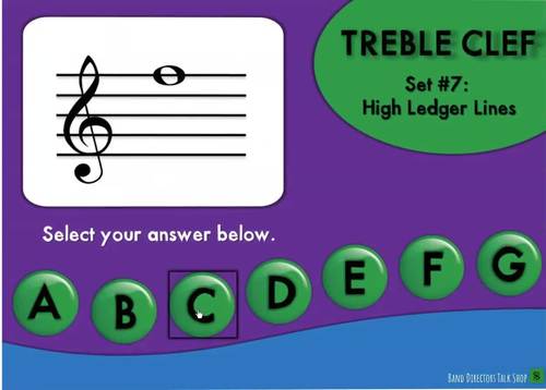 Treble Clef Note Names: High Ledger Lines - Interactive Music Theory Game