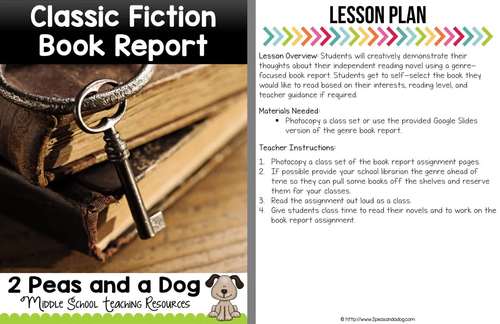 Classic Fiction Book Report by 2peasandadog | TPT