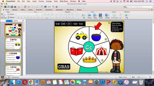 Ruleta de Sílabas en PowerPoint | Letra C | Lectura Inicial by Sra Tatiana