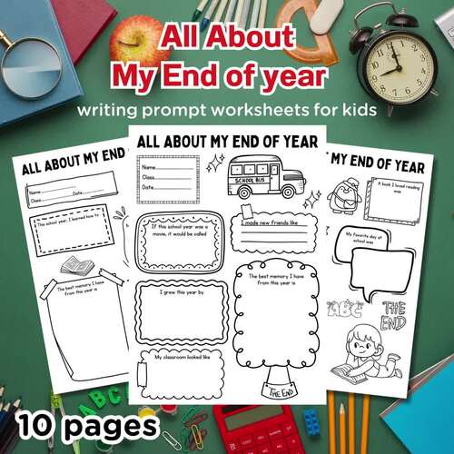 All About My End of The Year Worksheet for Grades 2-6, Creative Writing ...