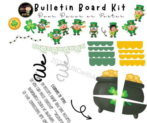 St. Patrick's Day Bulletin Board Kit, March Lucky Classroom,Door Decor ...
