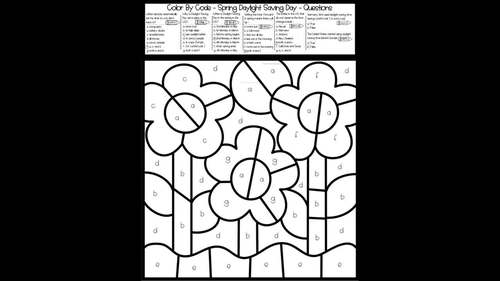 COLOR BY CODE Spring - Daylight Saving Day by Presley's Print-ables