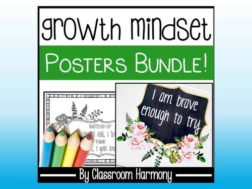 Growth Mindset Posters & Coloring Pages BUNDLE | SEL Positive Classroom ...