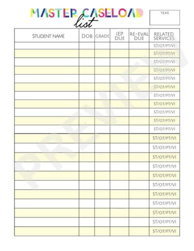 Color Block Rainbow Special Education Binder | IEP Caseload Management