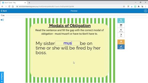 Modal Verbs of Obligation Boom Cards by Love 2 Learn English | TPT