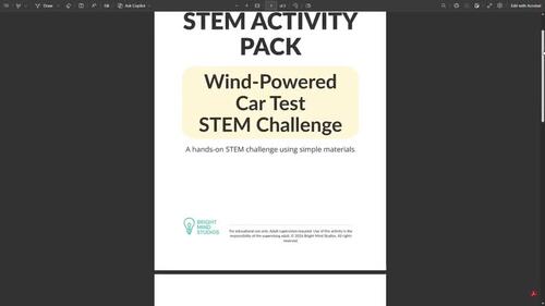 Wind-Powered Car Test STEM Challenge by Bright Mind Creative Studio