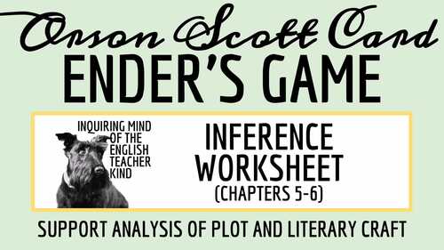 Ender's Game Chapters 5 and 6 Close Reading Analysis Worksheet for High ...