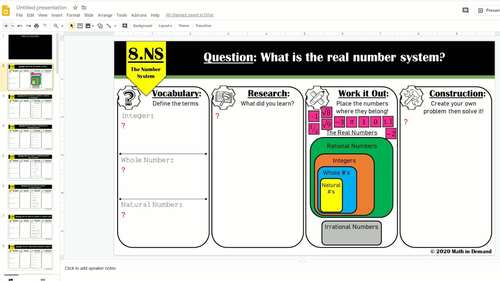 8th Grade Math Essential Questions GOOGLE SLIDES DIGITAL DISTANCE LEARNING