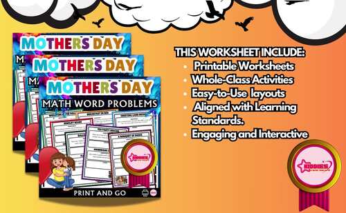 Mothers Day Math Word Problem Activities 2nd,3rd,4th,5th,6th,7th Grade ...