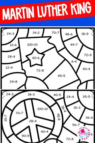 Martin Luther King Jr Color by Number Code Division Facts Practice ...