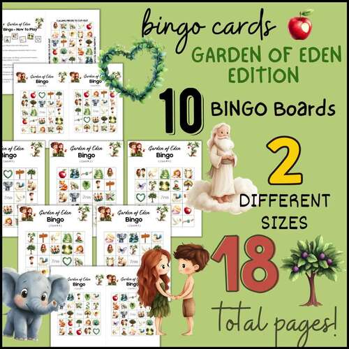 Garden of Eden Bingo | Bible Story Game for Kids | Adam and Eve ...