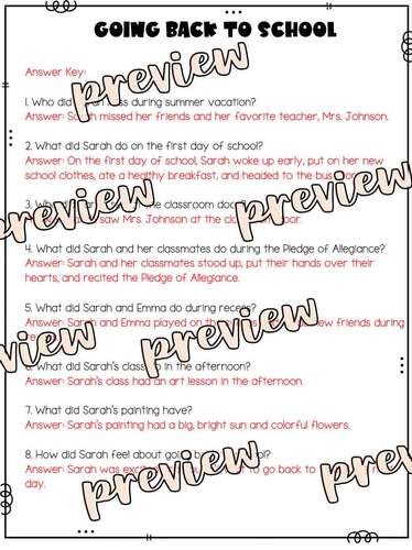 Reading Comprehension - August Themed by Anh Huynh | TPT